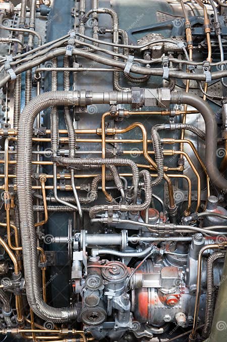 Jet Engine Plumbing of Tubes and Hoses Stock Image - Image of complex ...