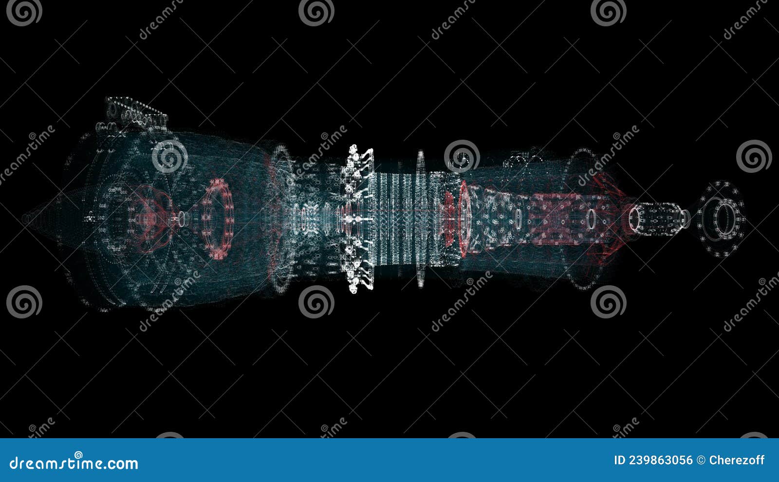 Jet Engine X-ray Transparent with Particles Stock Illustration ...