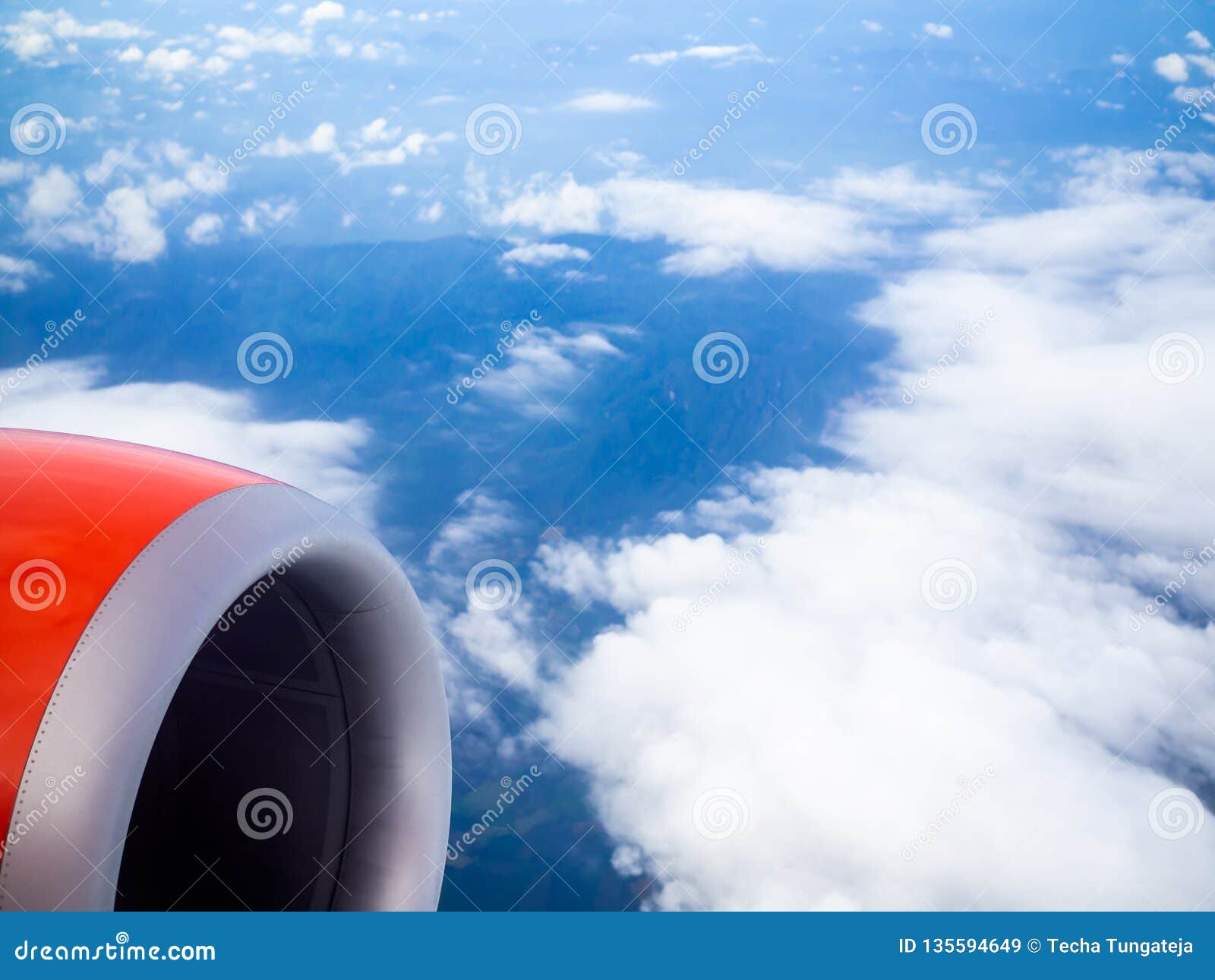 Jet Engine of Red Airplane from Window of Passenger View Stock Image ...