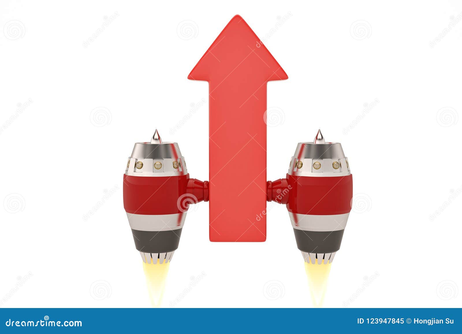 Jet Engine on Red Arrows Growing Concept.3D Illustration. Stock ...