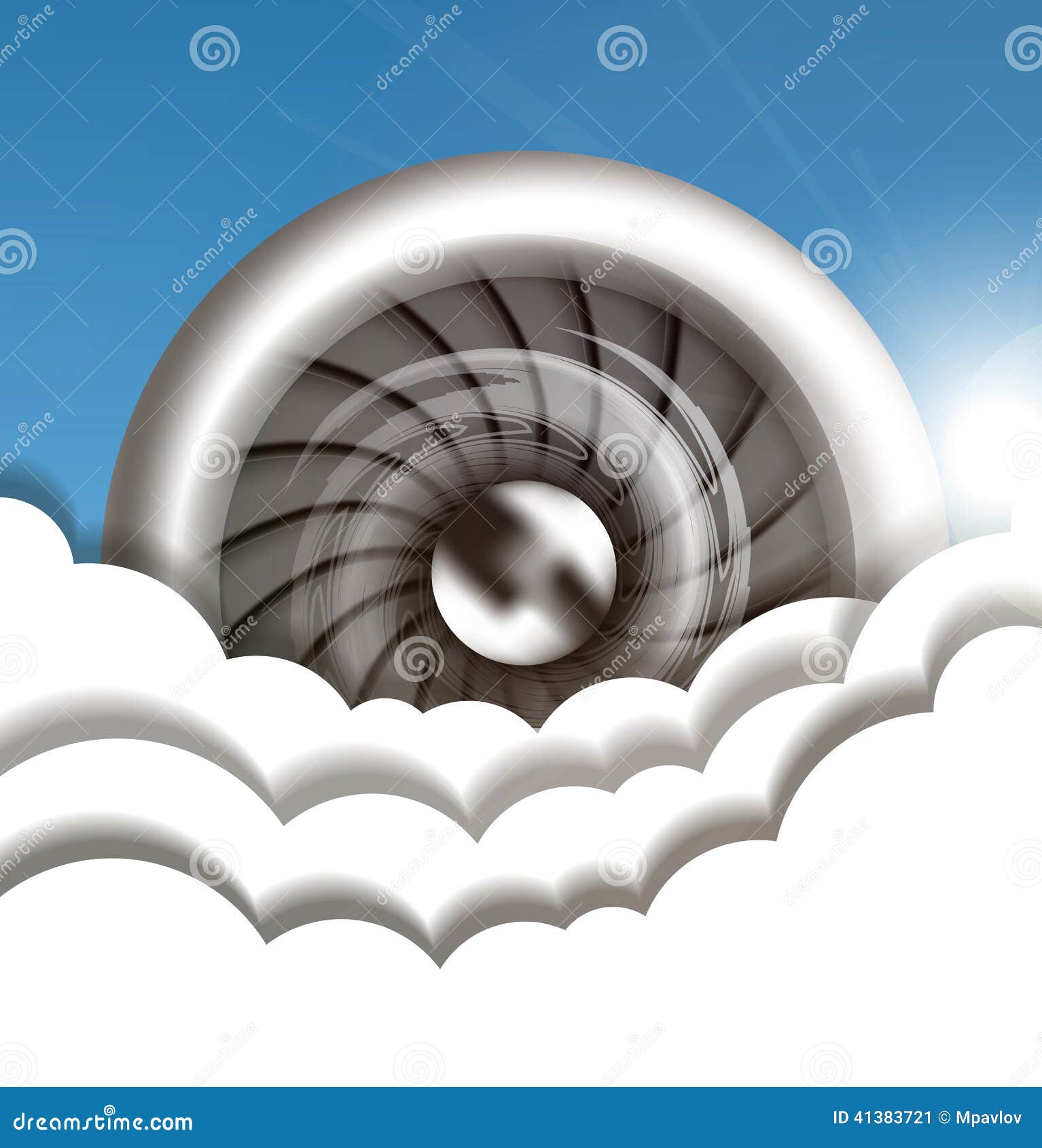 Jet engine in the sky stock vector. Illustration of metal - 41383721