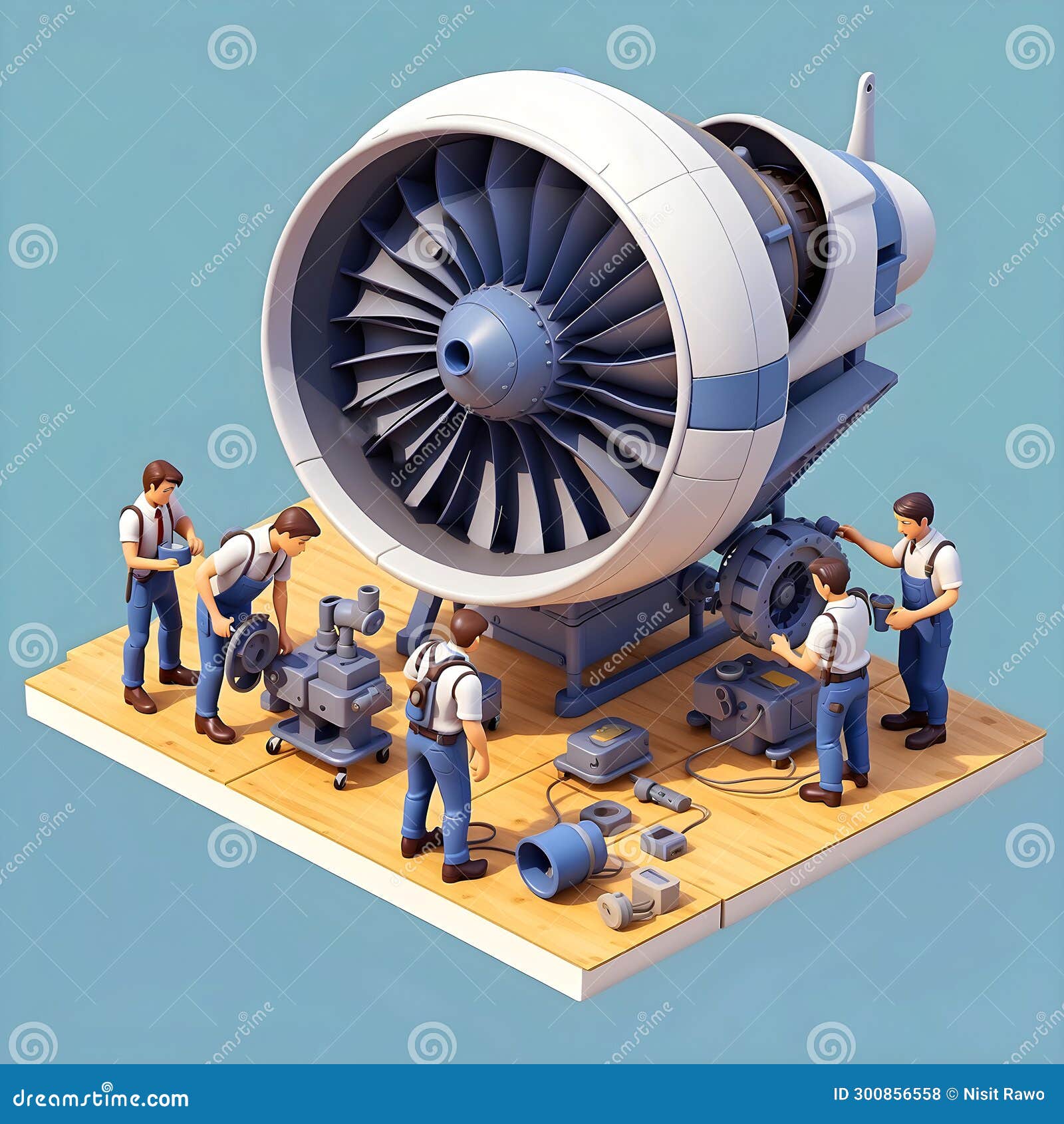 Jet Engine Technicians Checking Service Maintenance Airplane Tur Stock ...