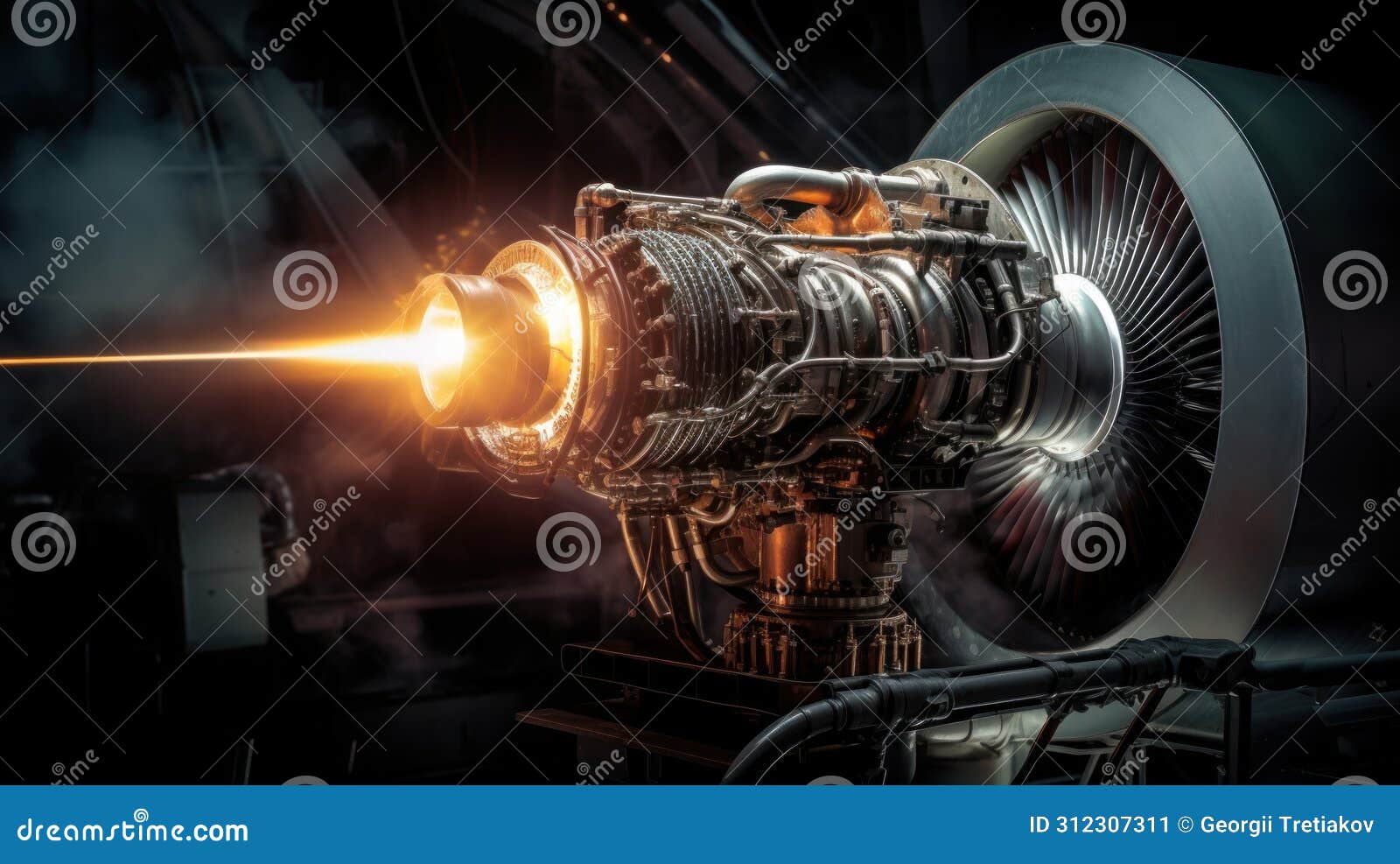Jet Engine Test with Afterburner at Full Thrust Stock Illustration ...