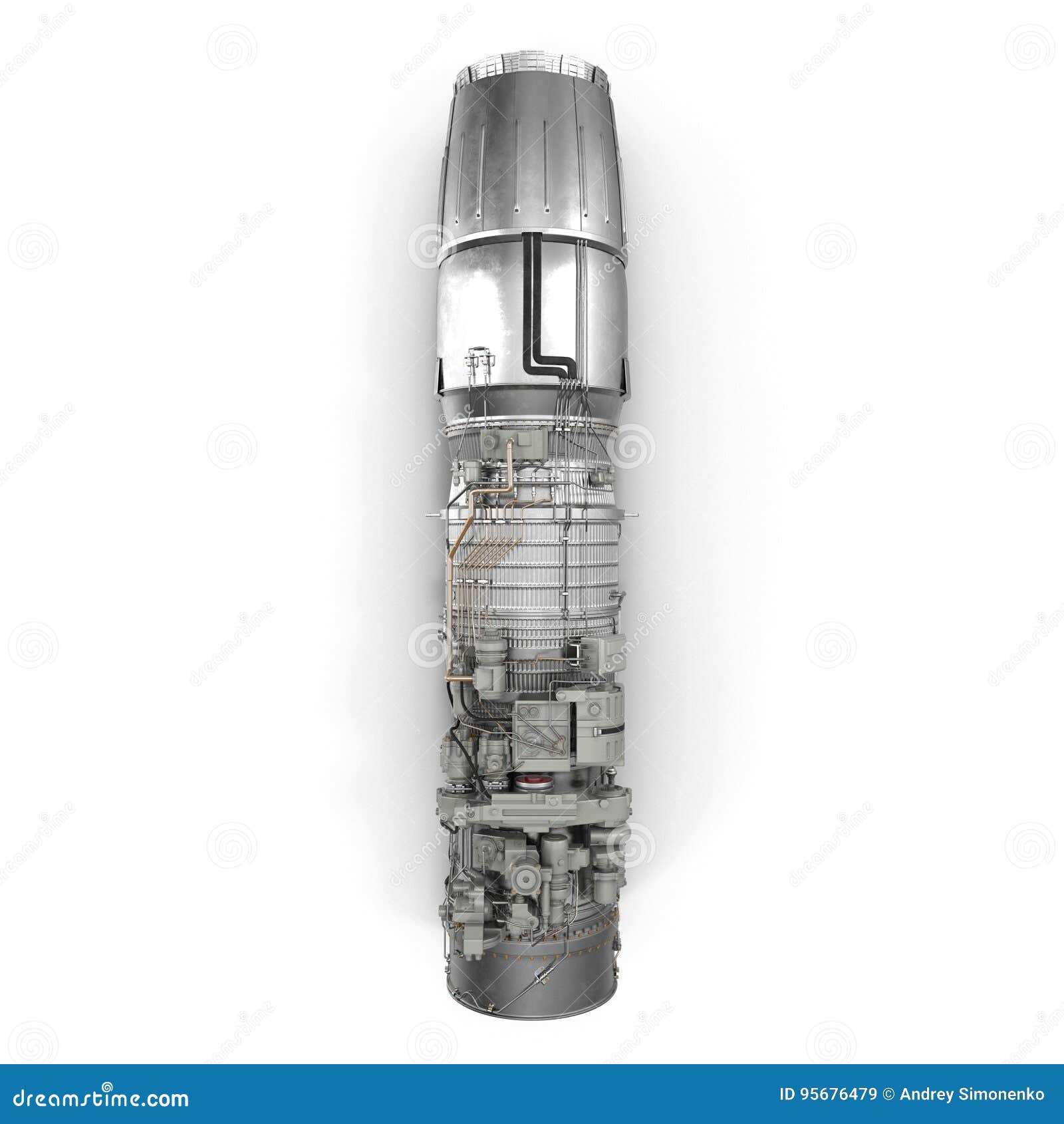 Jet Engine on White. Top View. 3D Illustration Stock Illustration ...