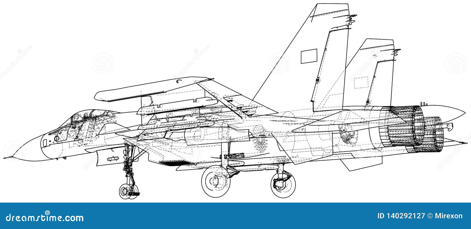 Jet Fighter Aircraft. Vector Wire-frame Concept. Created Illustration ...