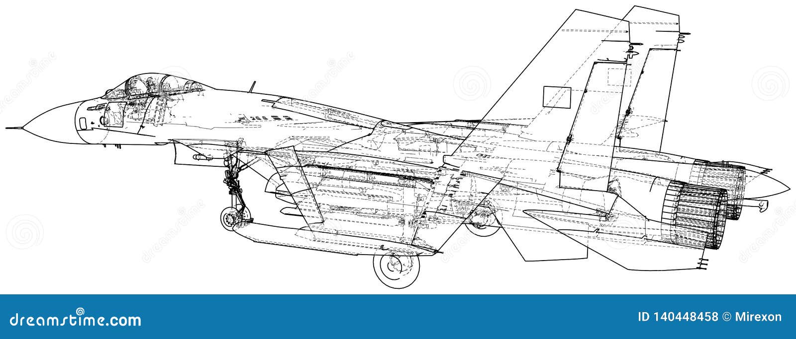 Jet Fighter Aircraft. Vector Wire-frame Concept. Created Illustration ...