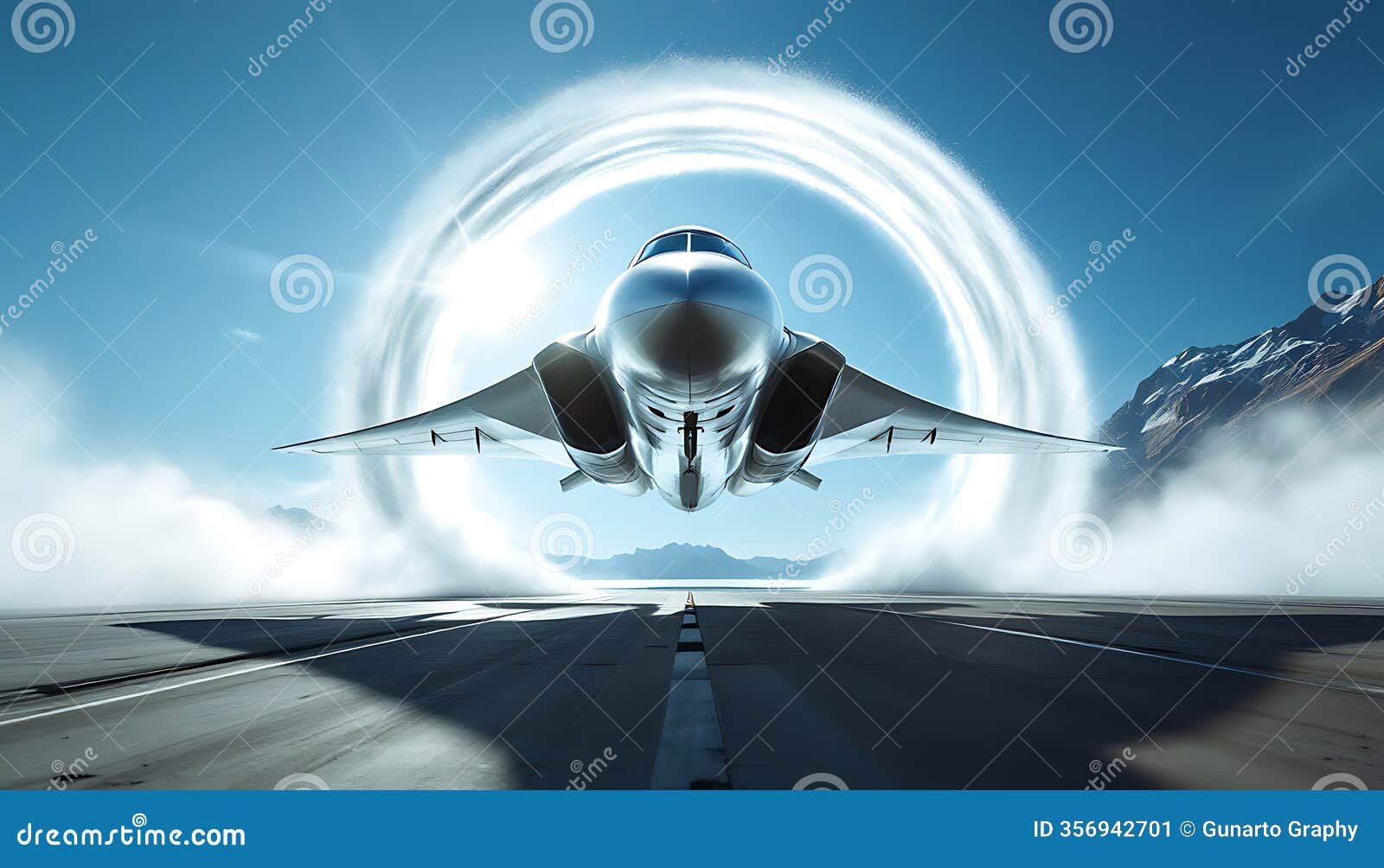 Jet Fighter Breaking Sound Barrier Vortex Ring Stock Illustration ...