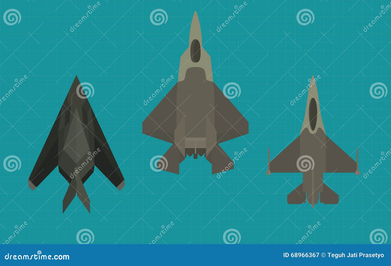 Jet Fighter Collection View from Top Stock Vector - Illustration of ...