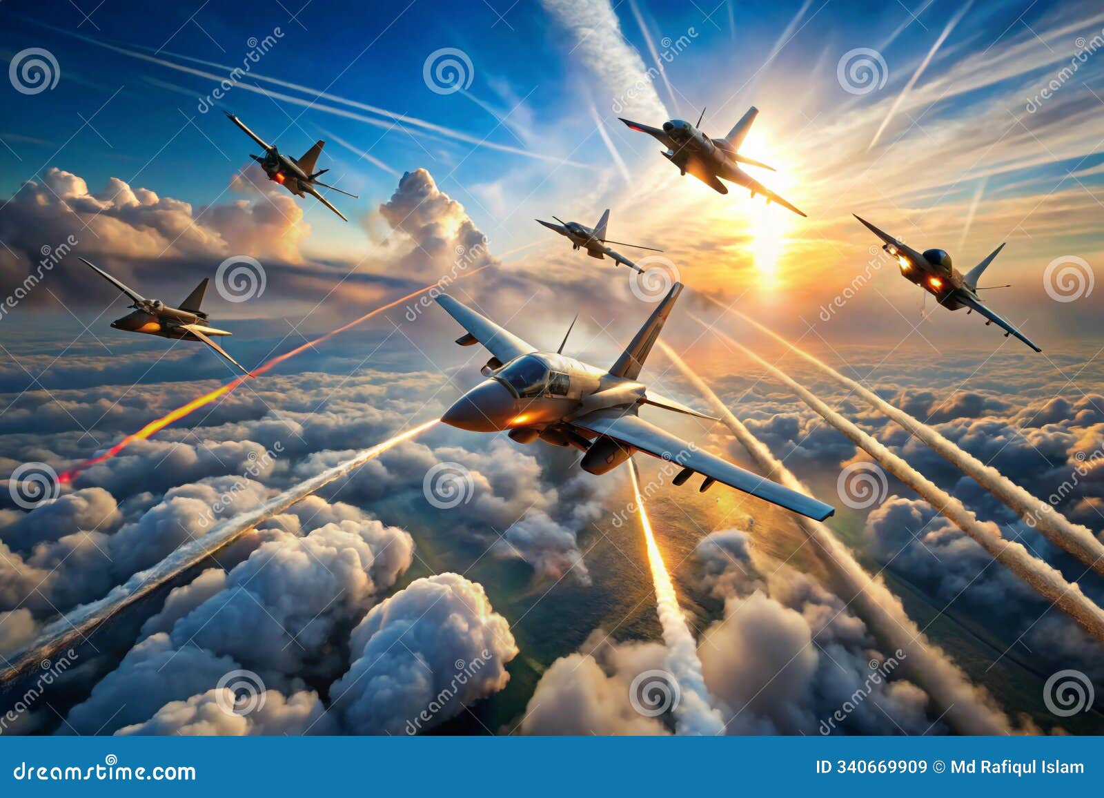 Jet Fighter in a Dogfight a Dramatic Aerial Scene. Generative AI Stock ...