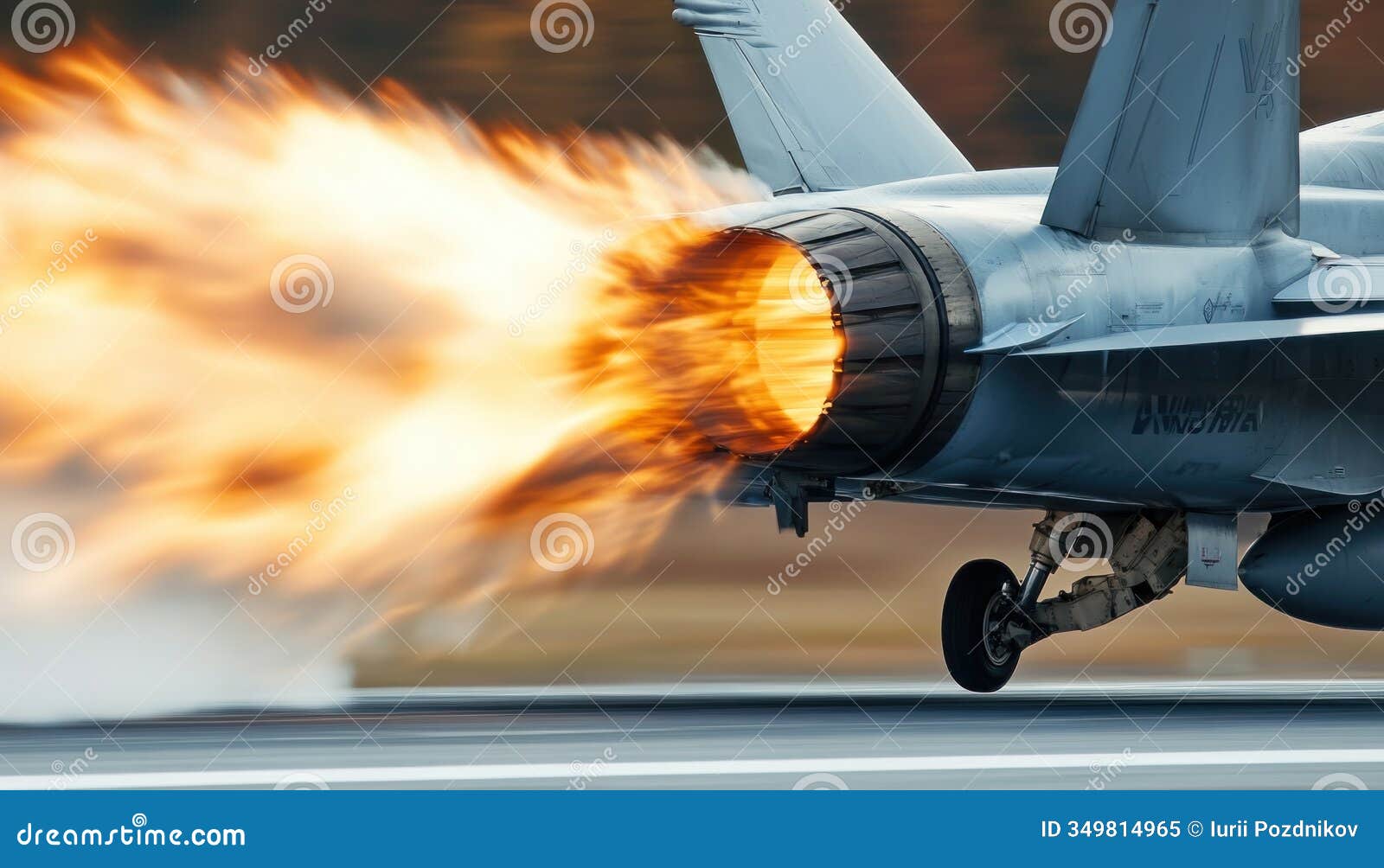 Jet Fighter Engine Producing Exhaust Flames during Takeoff Stock Image ...