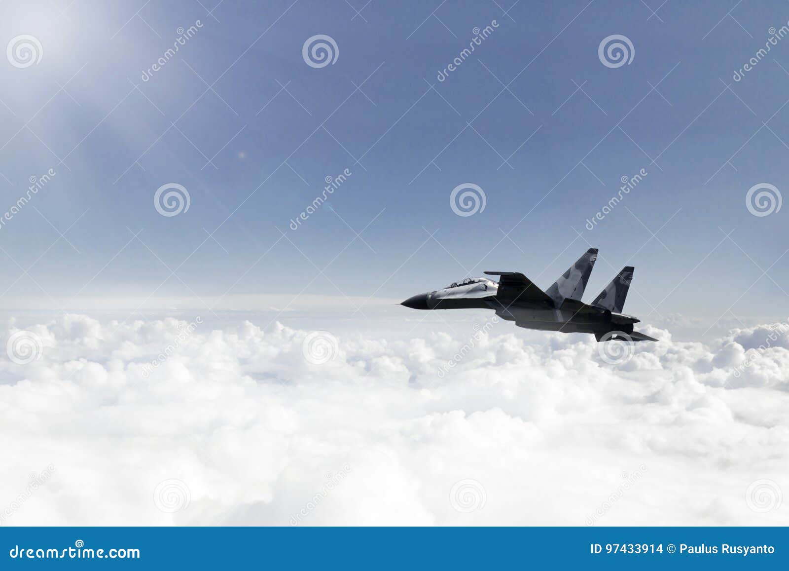 Jet Fighter Flying Over Clouds Stock Photo - Image of military ...