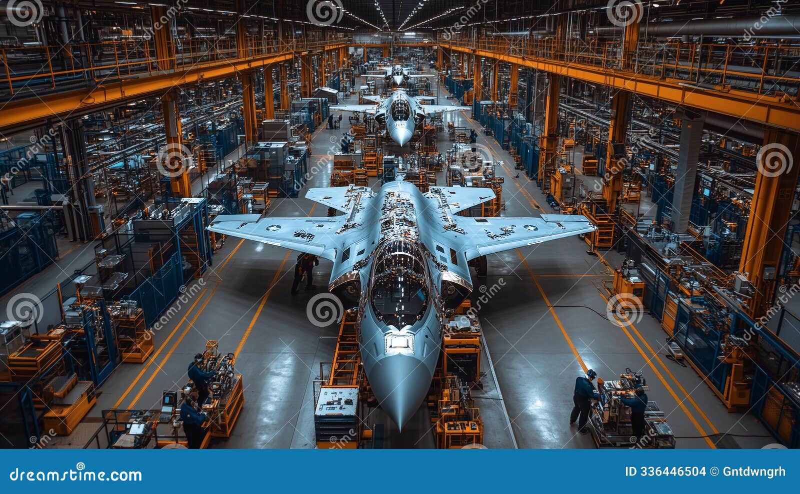 Jet Fighter Manufacturing Plant with Modern Assembly Lines, Robots and ...