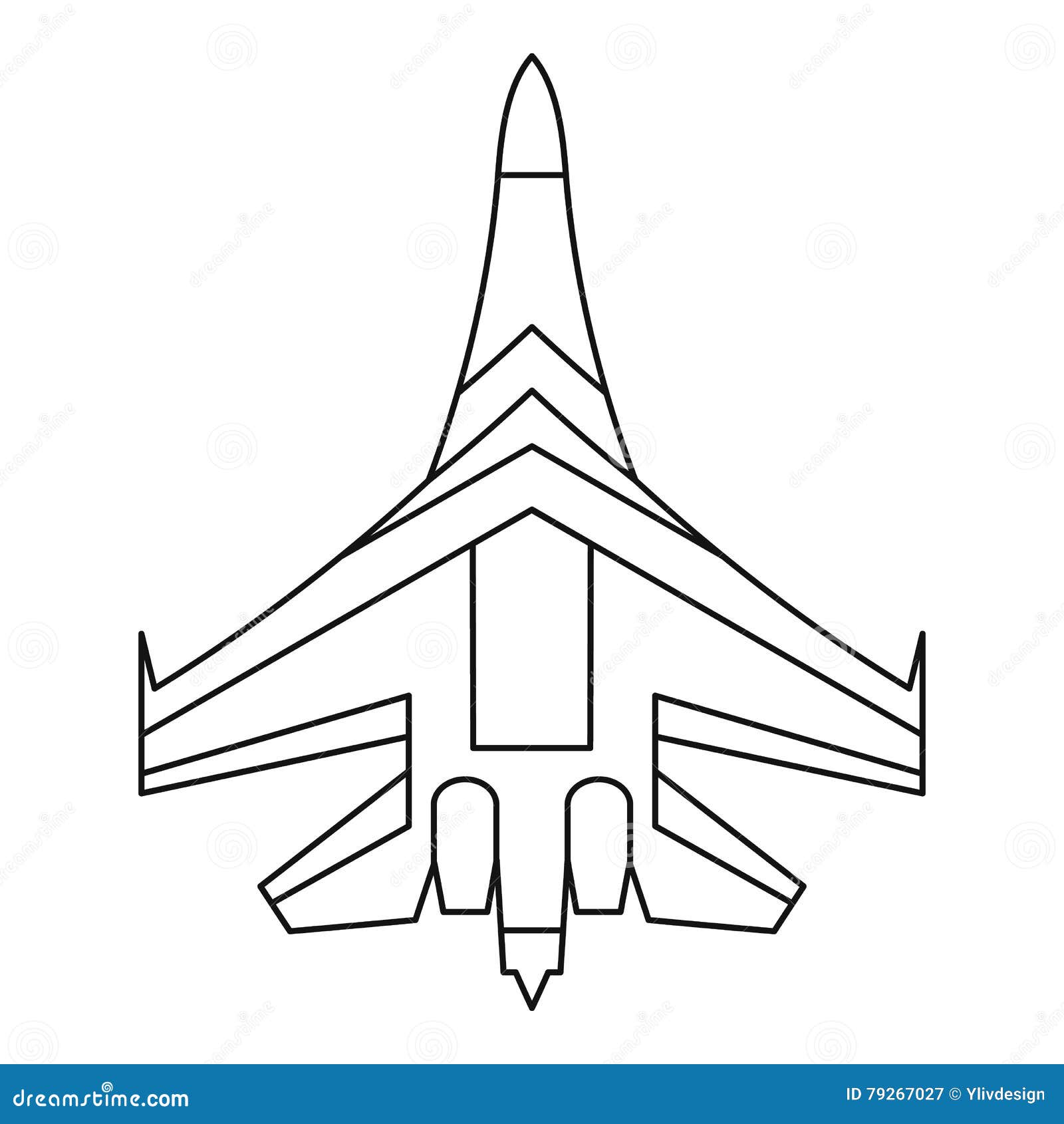 Jet Fighter Plane Icon, Outline Style Stock Vector - Illustration of ...
