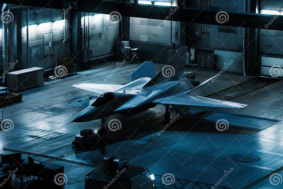 Jet Fighter in a Wind Tunnel Facility Stock Illustration - Illustration ...