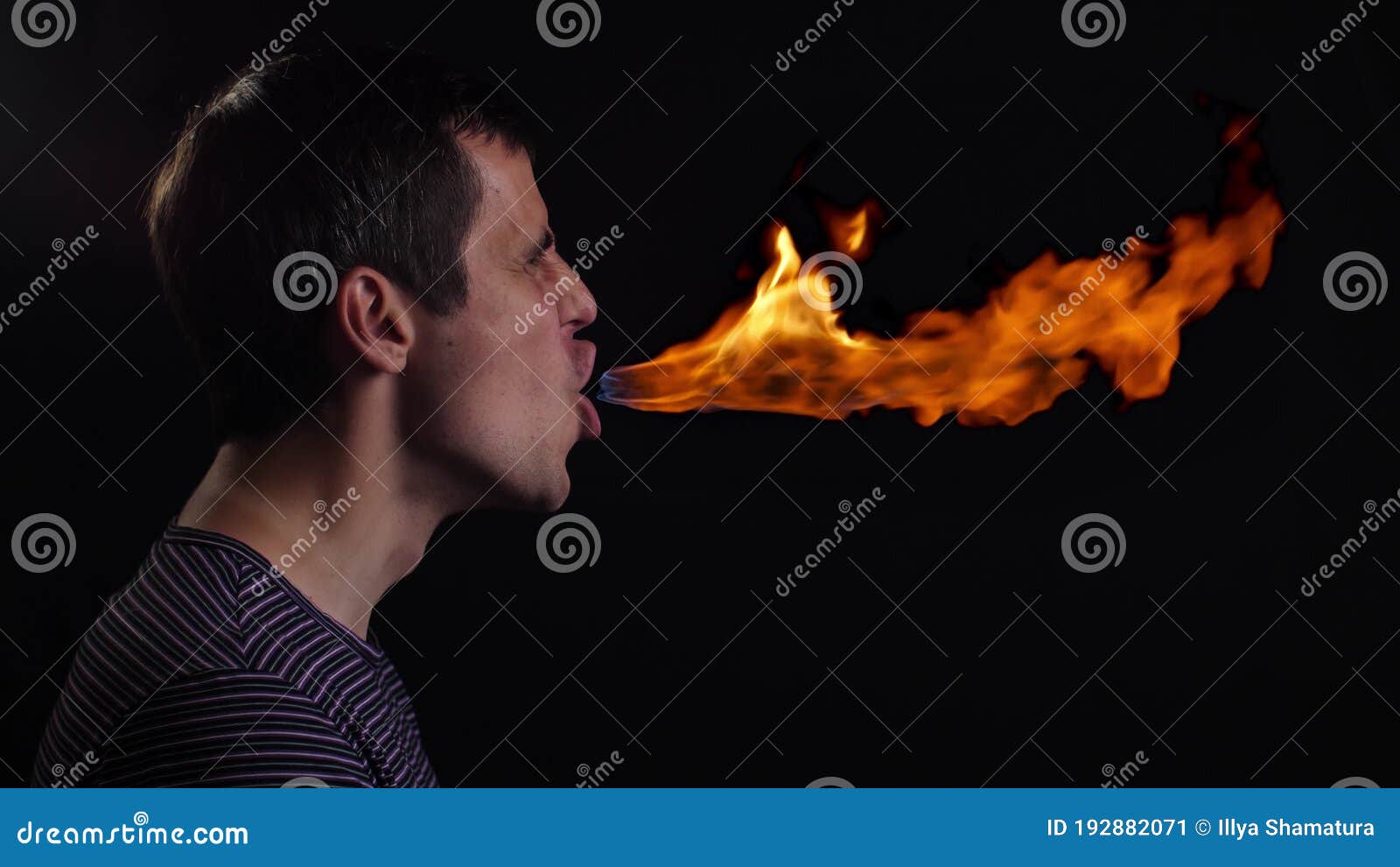 Jet of Fire from the Mouth of a Man Stock Video - Video of emotional ...