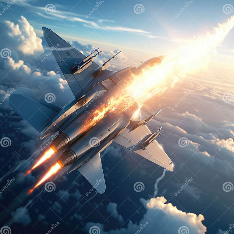Jet Flying with Rocket Ejection. Generative AI. Stock Image - Image of rocket, military: 321604889