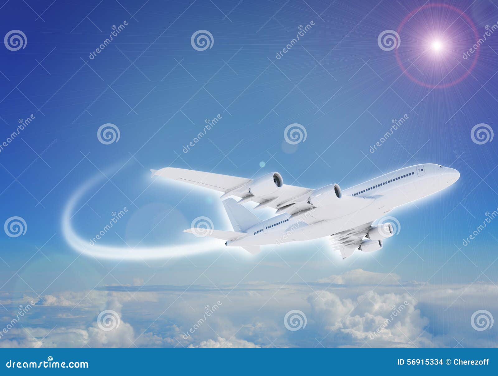 Jet flying in sky stock photo. Image of elevator, clouds - 56915334