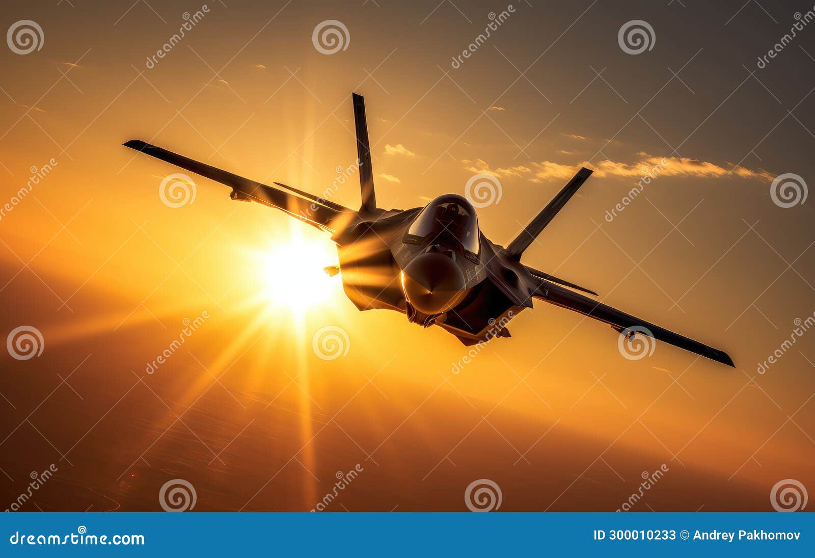 Jet Flying in the Sky with the Sun Behind Stock Image - Image of blue ...