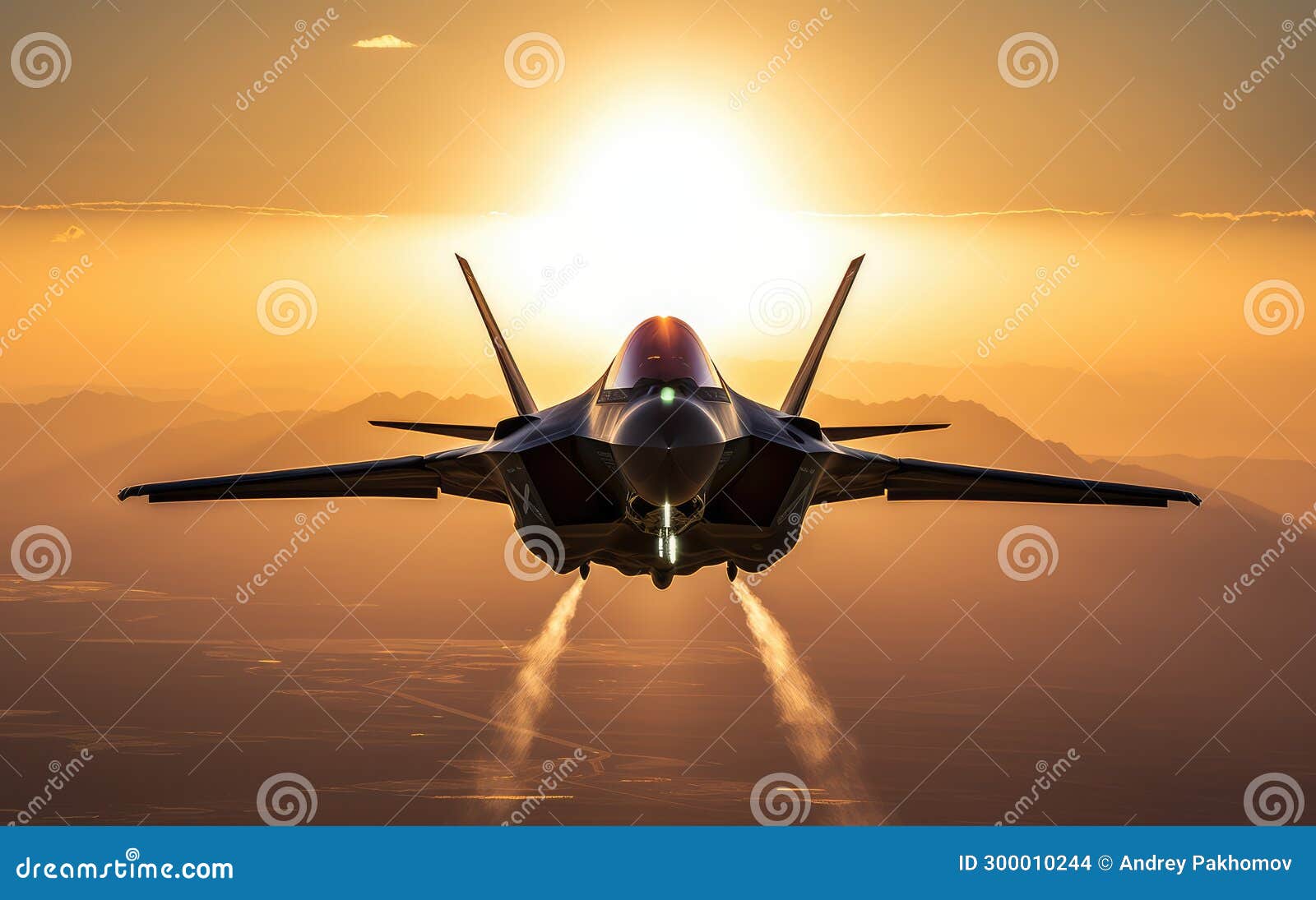 Jet Flying in the Sky with the Sun Behind Stock Photo - Image of ...