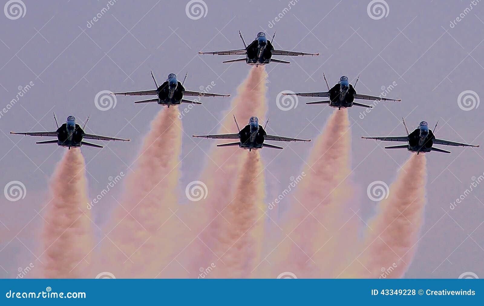 Jet Formation with Contrails Stock Photo - Image of blueangels ...