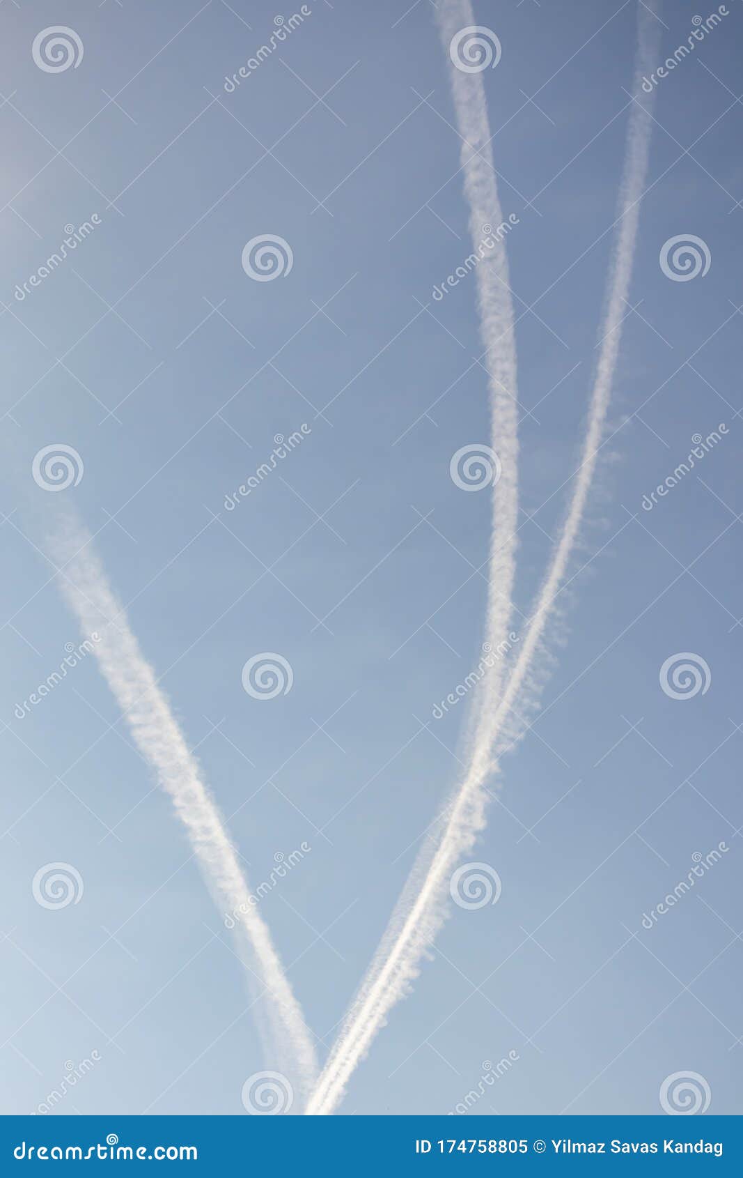 Jet Fuel Trail Left by Planes Stock Image - Image of peaceful, airport ...