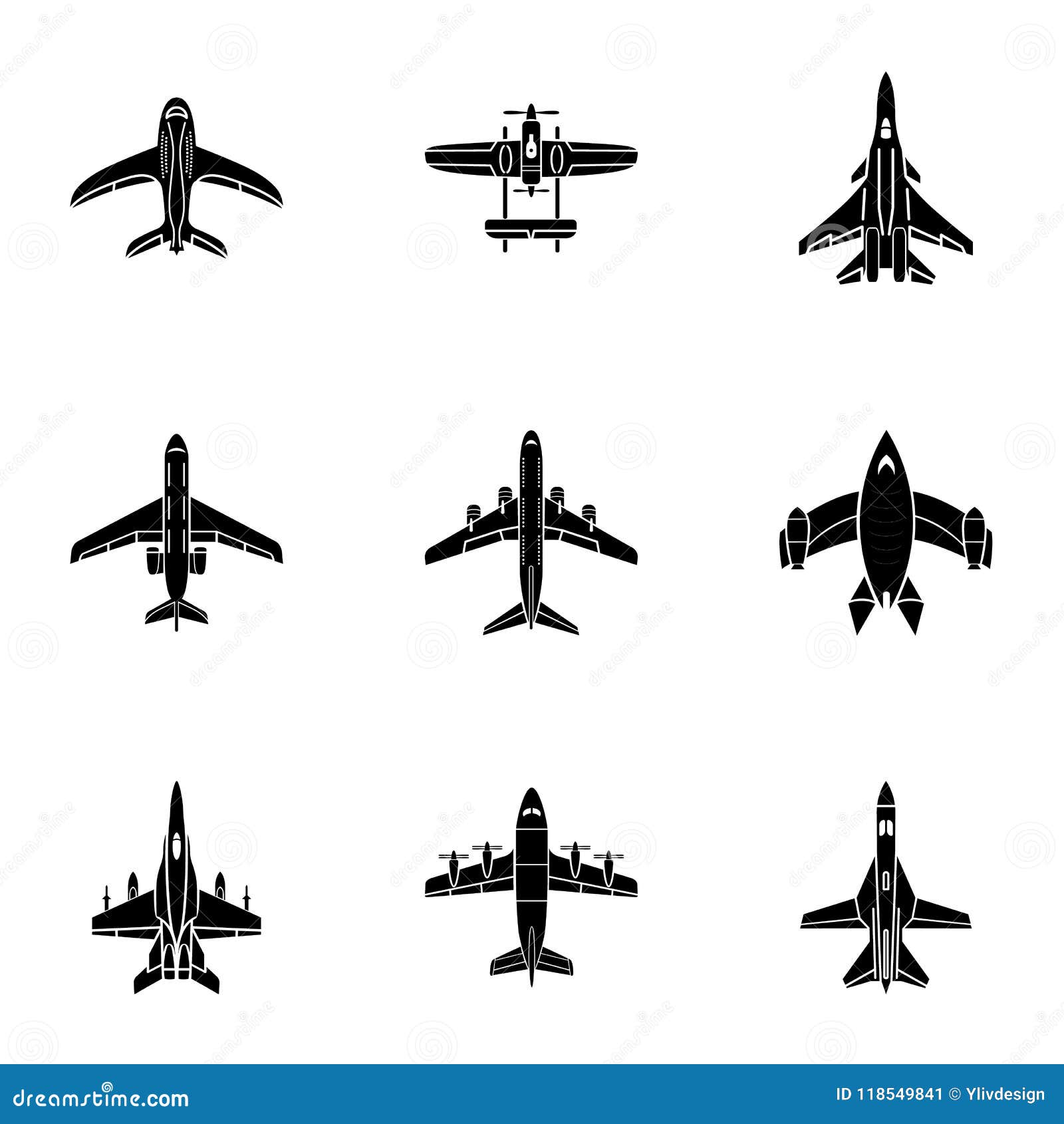 Jet Icons Set, Simple Style Stock Vector - Illustration of flight ...