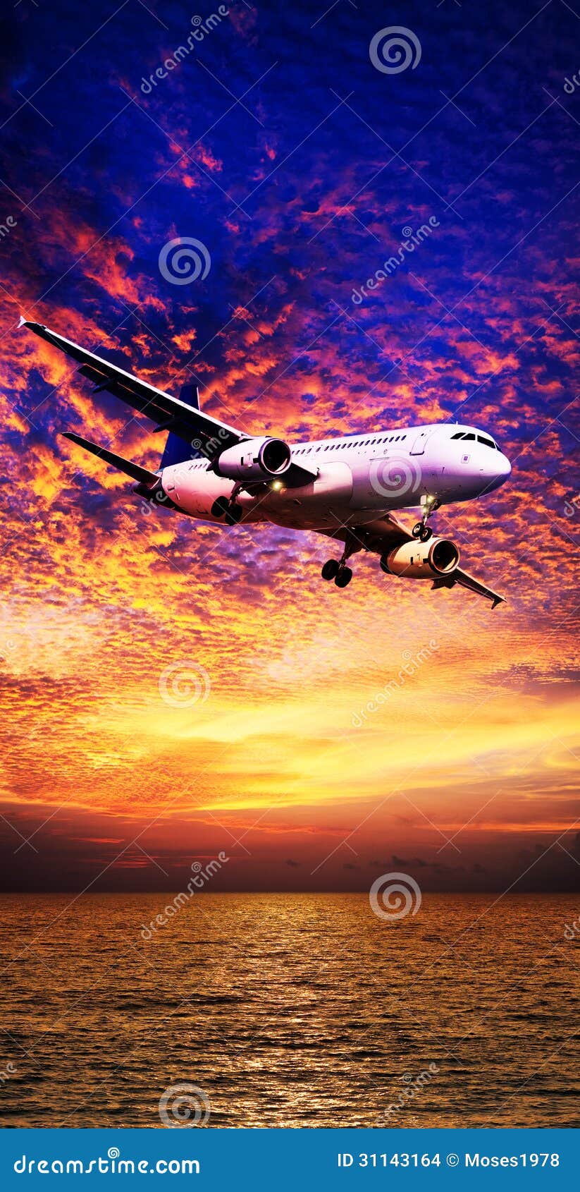 Jet over the sea stock photo. Image of view, horizon - 31143164