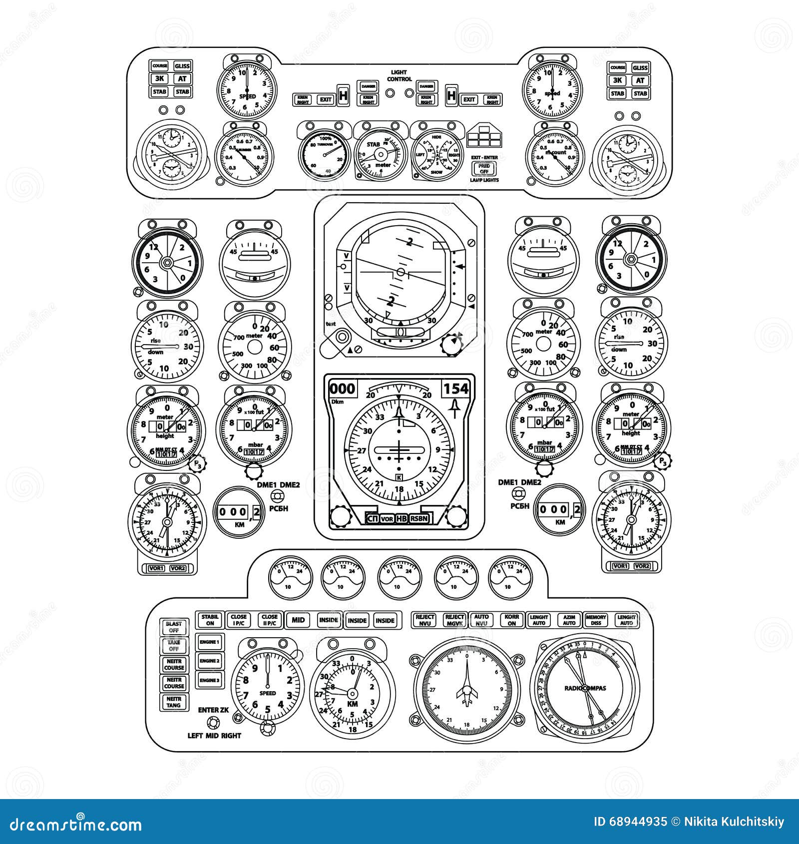 Flight Instrument Heading Indicator Vector Illustration | CartoonDealer ...