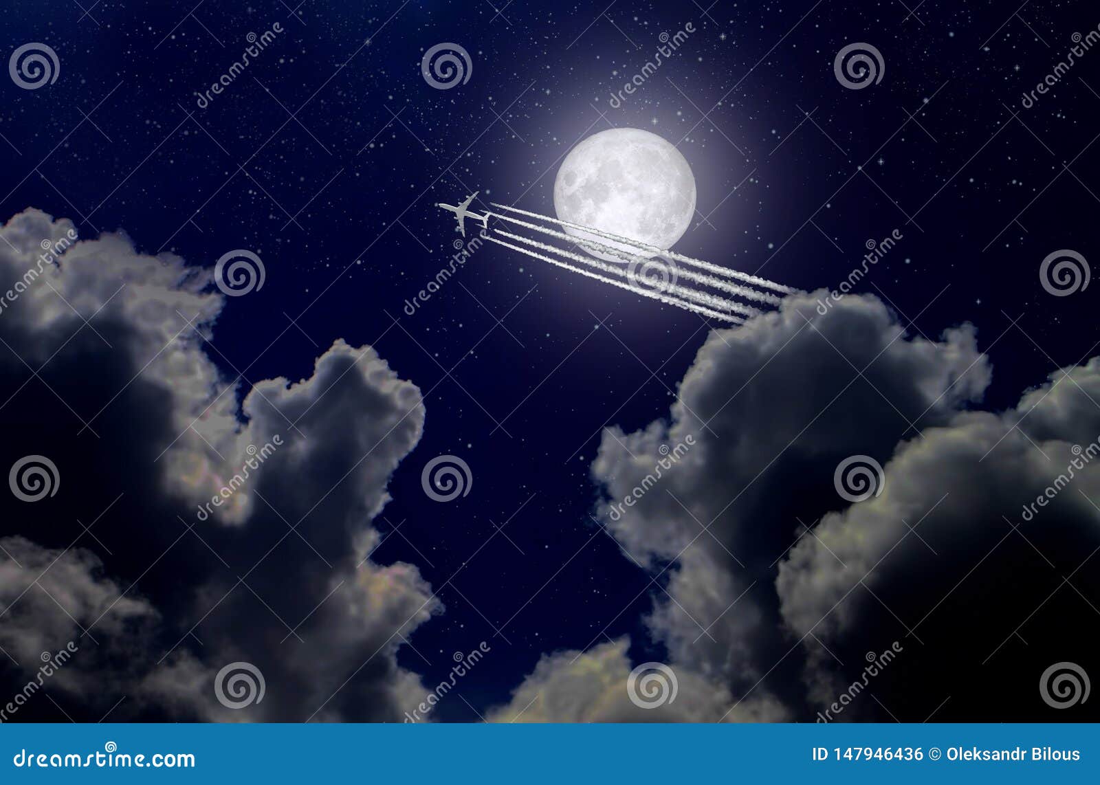 Jet plane in the sky stock photo. Image of lunar, astrology - 147946436