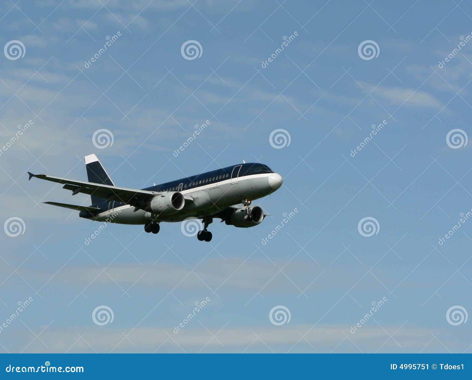 Jet Plane in Flight - Landing Side View 3 Stock Image - Image of travel ...