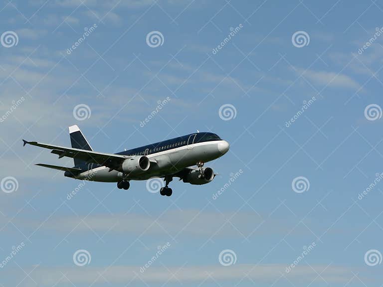 Jet Plane in Flight - Landing Side View 3 Stock Image - Image of travel ...