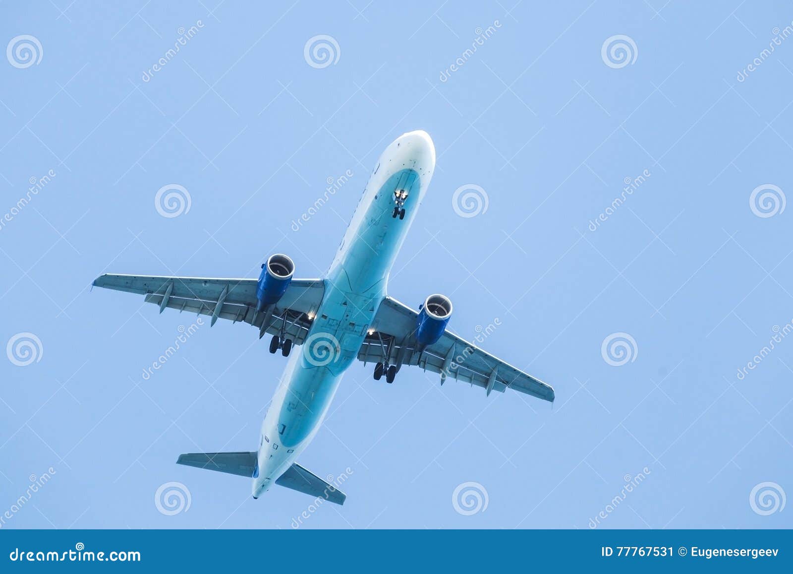 Jet Plane Flying in Clear Blue Sky Stock Image - Image of white ...