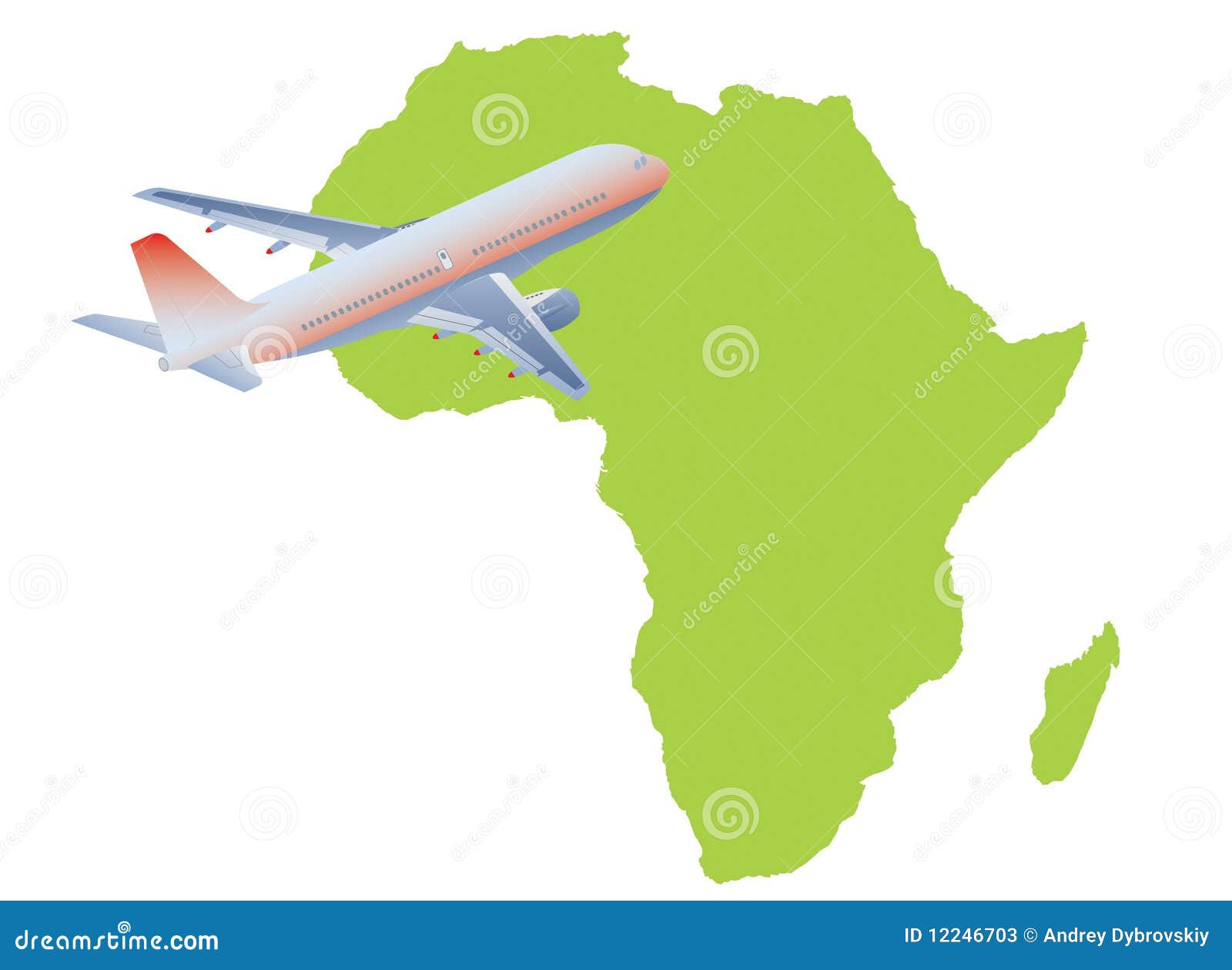 Jet Plane Flying Up with Africa Map Stock Vector - Illustration of ...