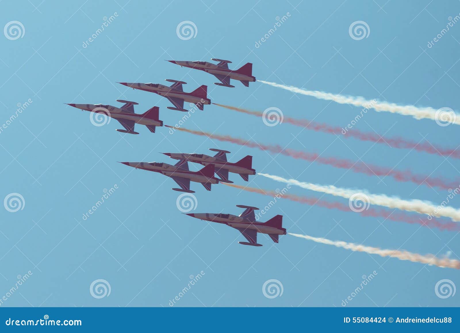 Jet plane formation stock photo. Image of high, show - 55084424