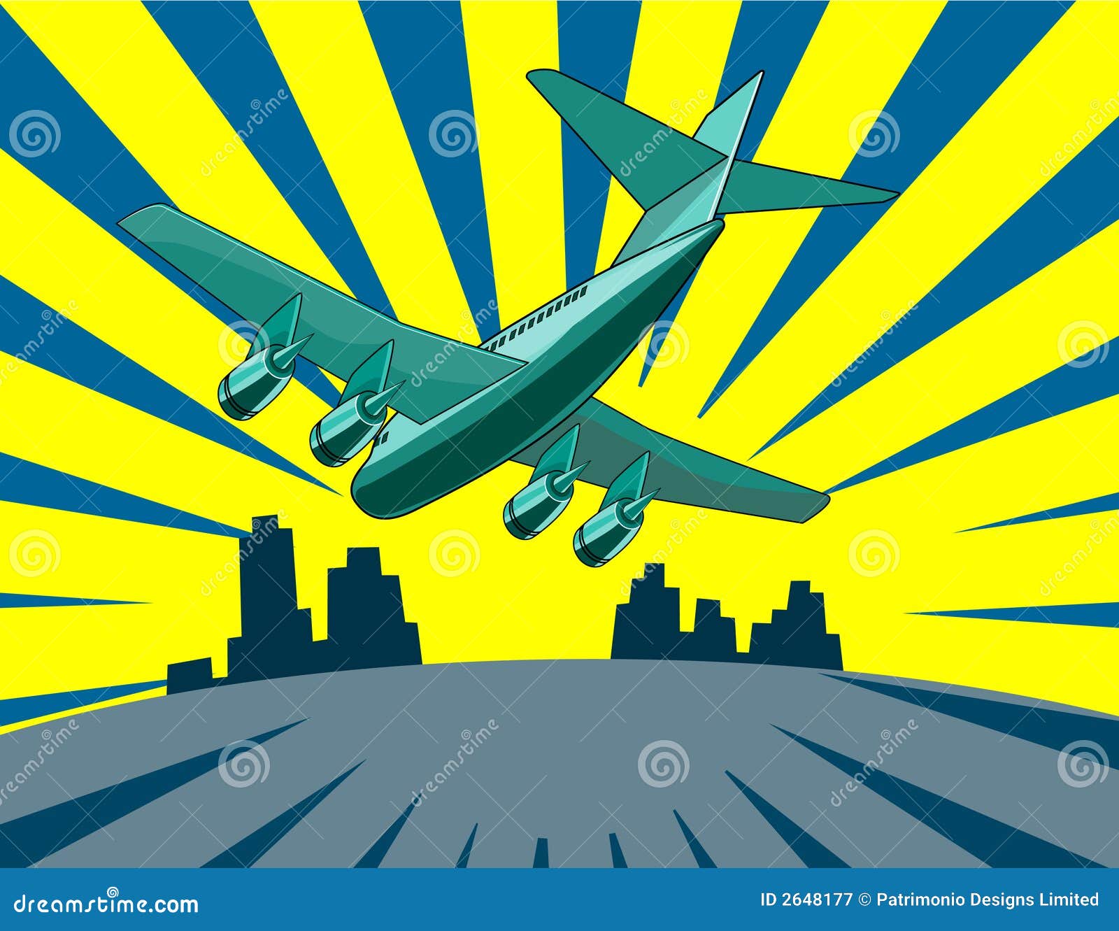 Jet Plane Landing Cartoon Vector | CartoonDealer.com #2648177
