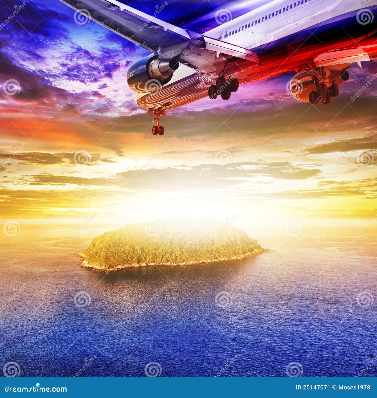 Jet plane over the sea stock image. Image of vacation - 25147071