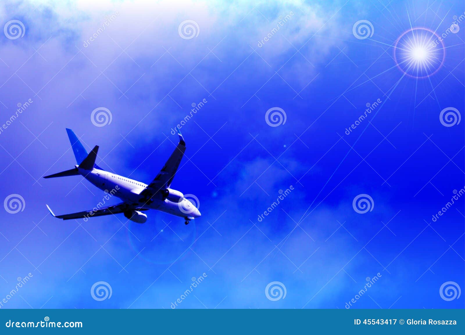 Jet Plane with Shiny Blue Sky Stock Image - Image of atmosphere ...