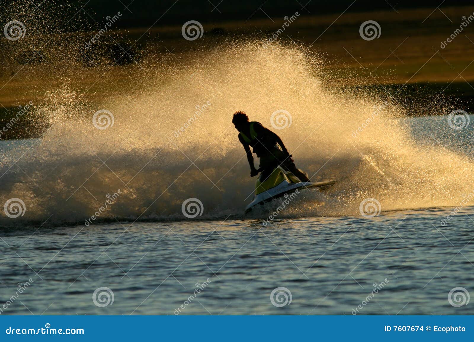 Jet ski action stock photo. Image of power, spray, sunset - 7607674