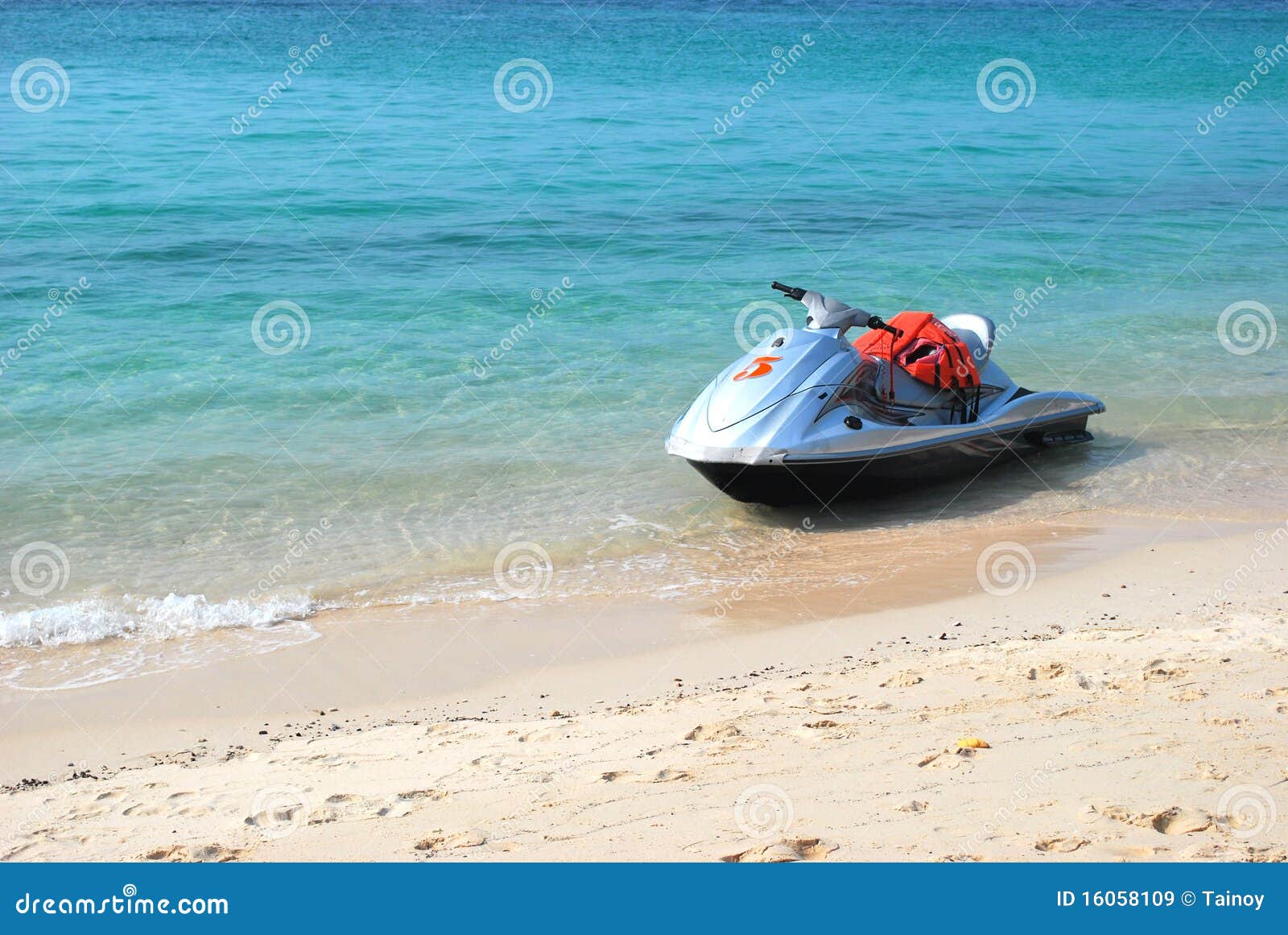 Jet ski on the beach. stock image. Image of ocean, nature - 16058109