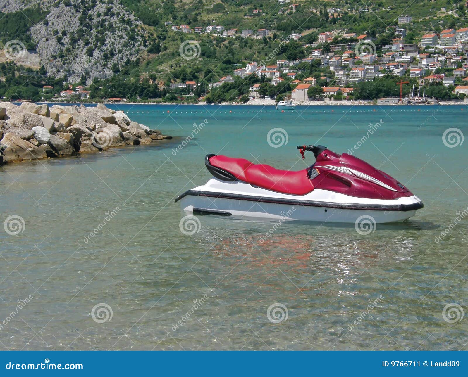 Jet ski on clear blue sea stock image. Image of float - 9766711