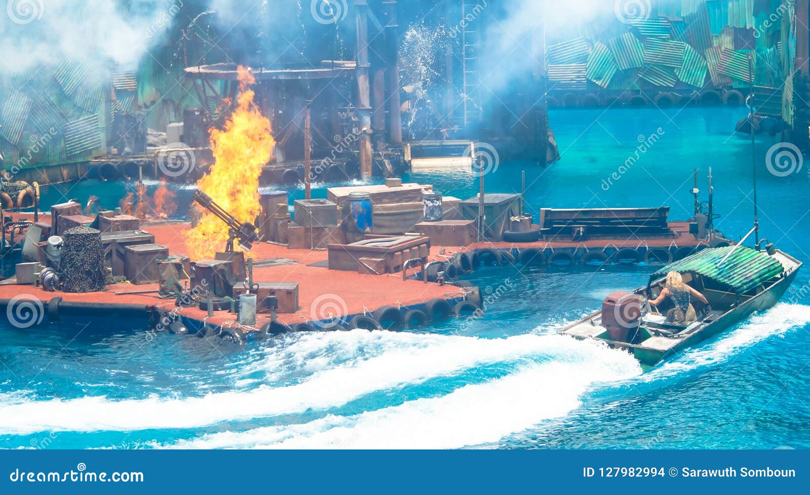 Women Driving Jet Ski Escape Fire Extreme Action Editorial Stock Image ...