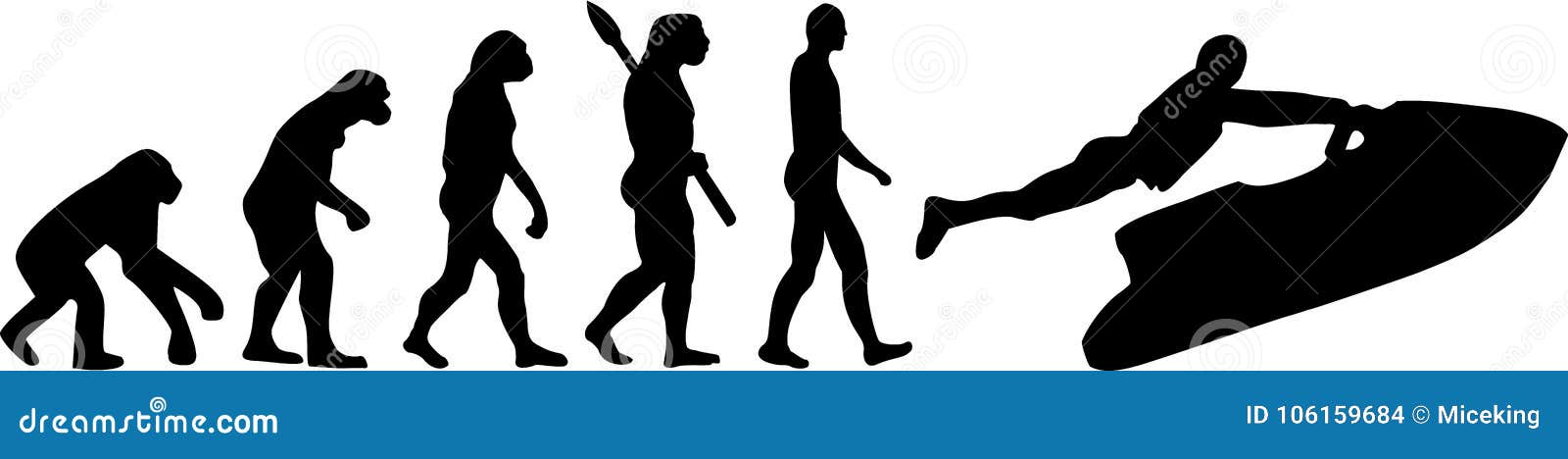 Jet ski evolution stock vector. Illustration of homosapiens - 106159684