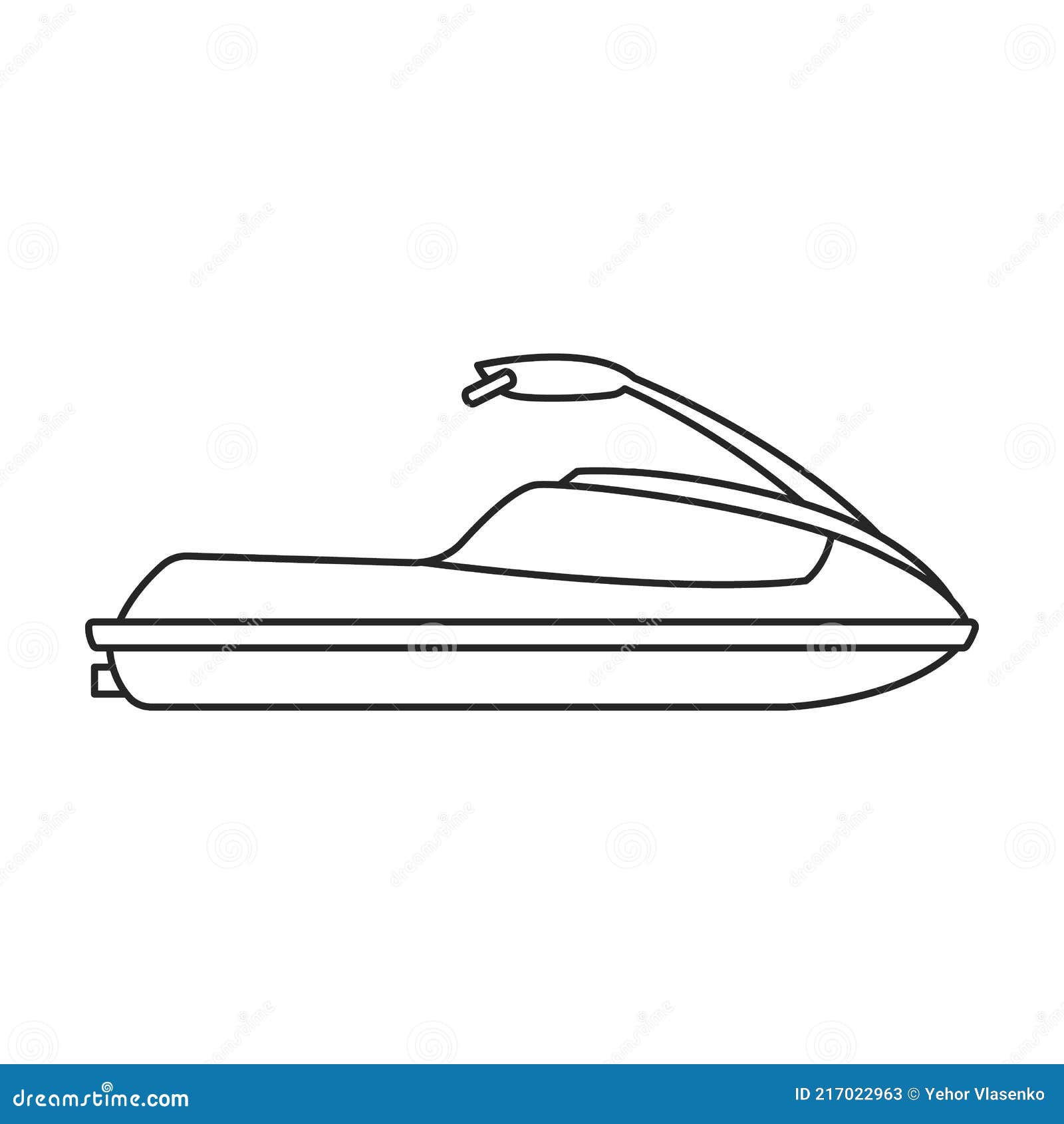 Jet Ski Vector Outline Icon. Vector Illustration Jetski On White ...