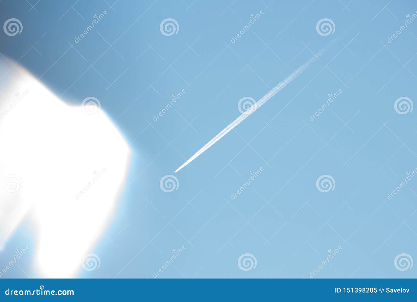 Jet Stream in the Sky and Bright Flash Stock Image - Image of cloud ...
