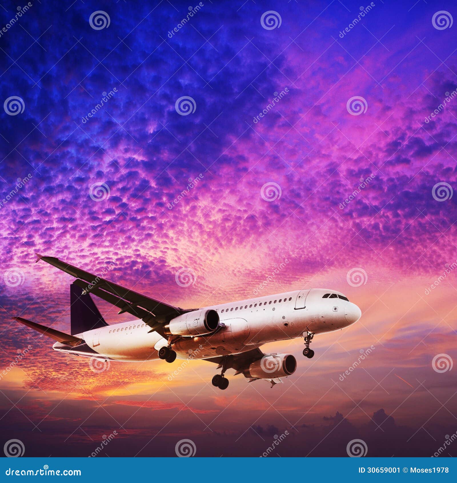 Jet in a sunset sky stock image. Image of passenger, flight - 30659001