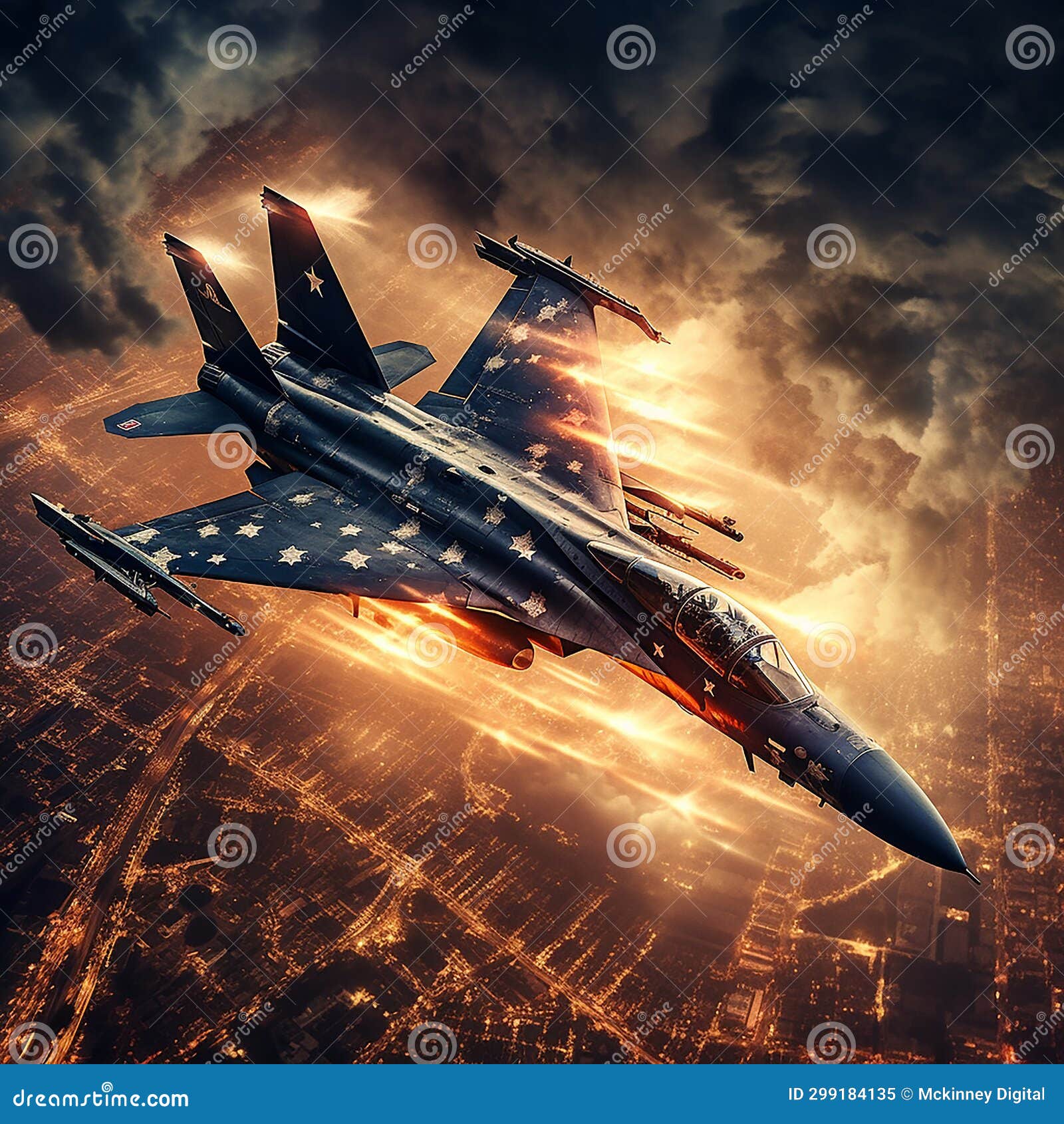 Jet Taking Off with an Explosion Behind it at Night. Stock Illustration ...