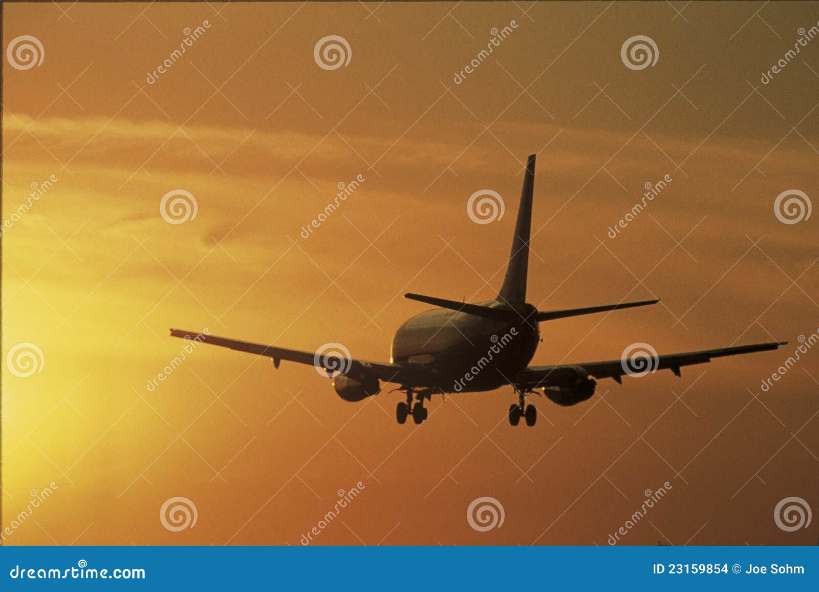 Jet Taking Off into the Sunset Stock Photo - Image of airport, orange ...