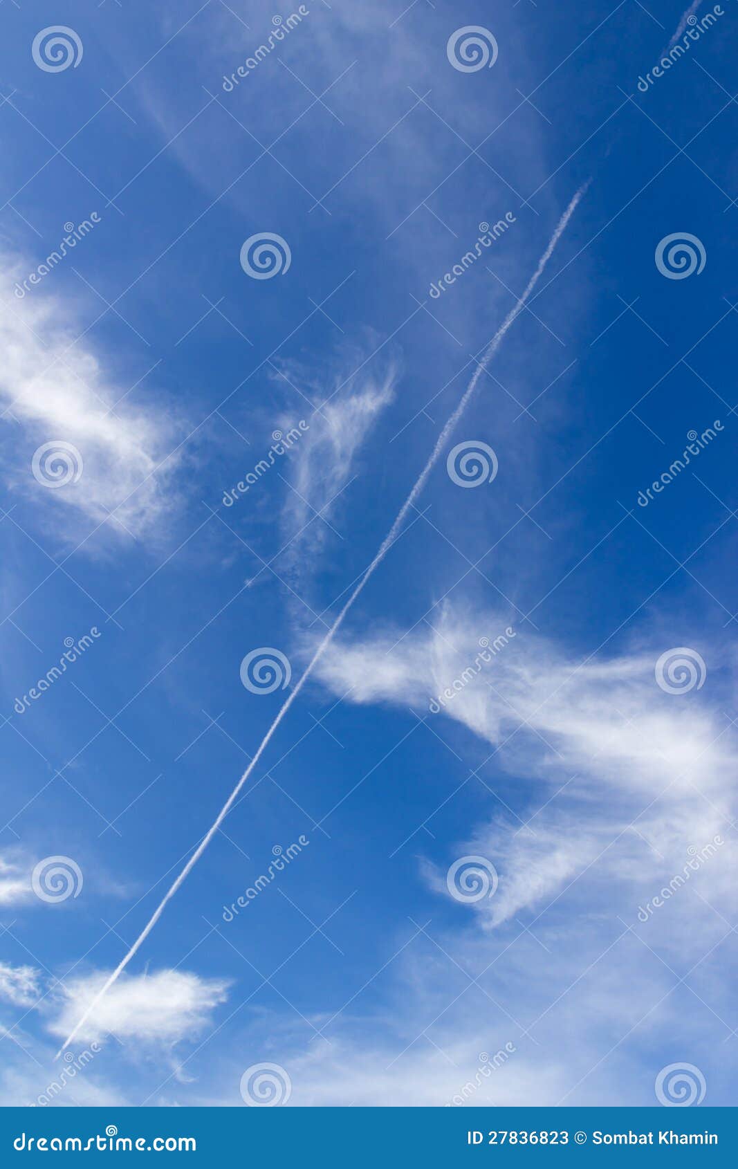 Jet Trace with Blue Sky Background Stock Image - Image of shiny, clear ...