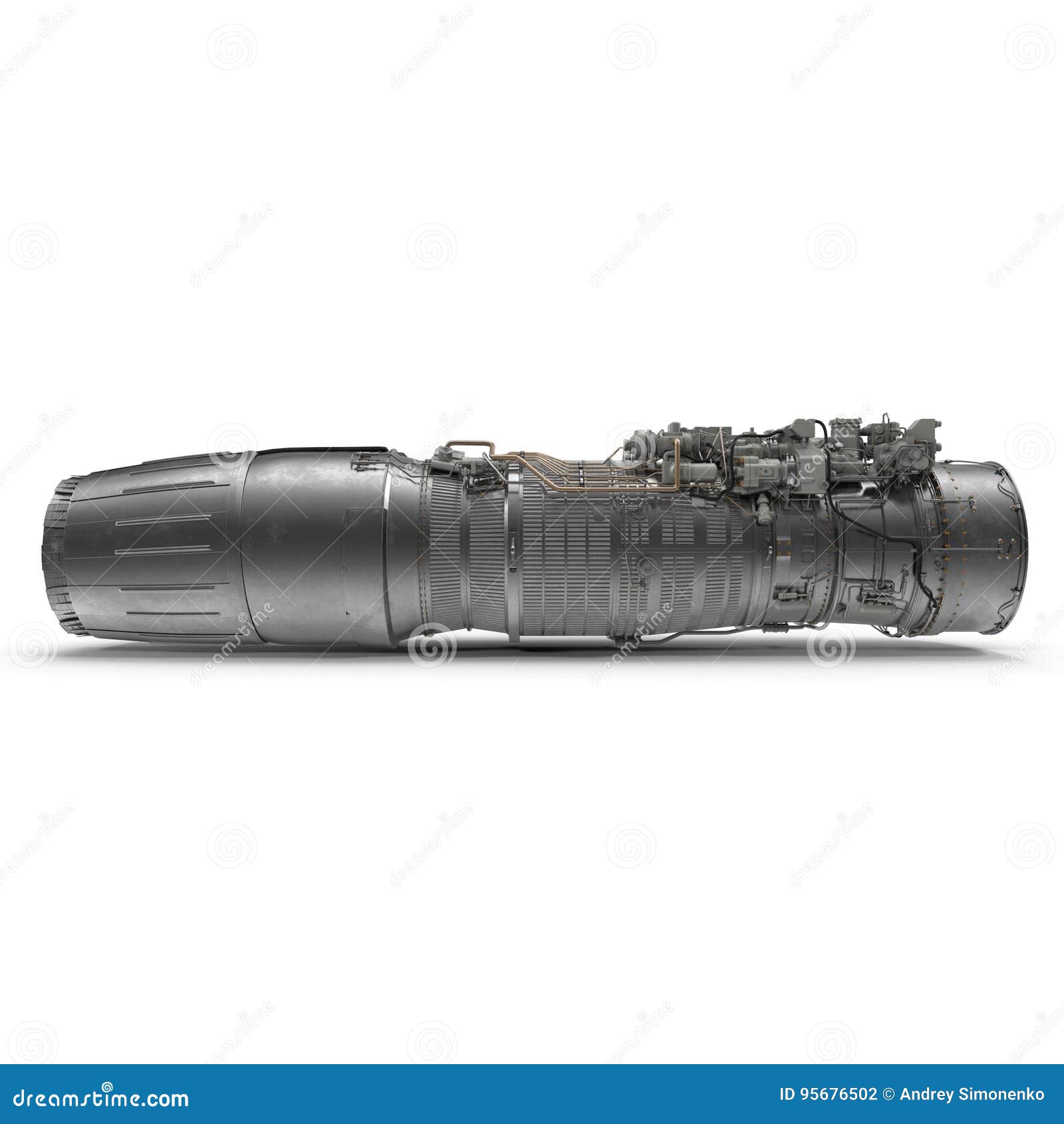Jet Turbofan Engine on White. Side View. 3D Illustration Stock ...