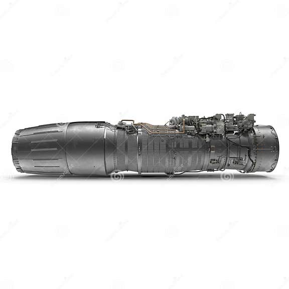 Jet Turbofan Engine on White. Side View. 3D Illustration Stock ...